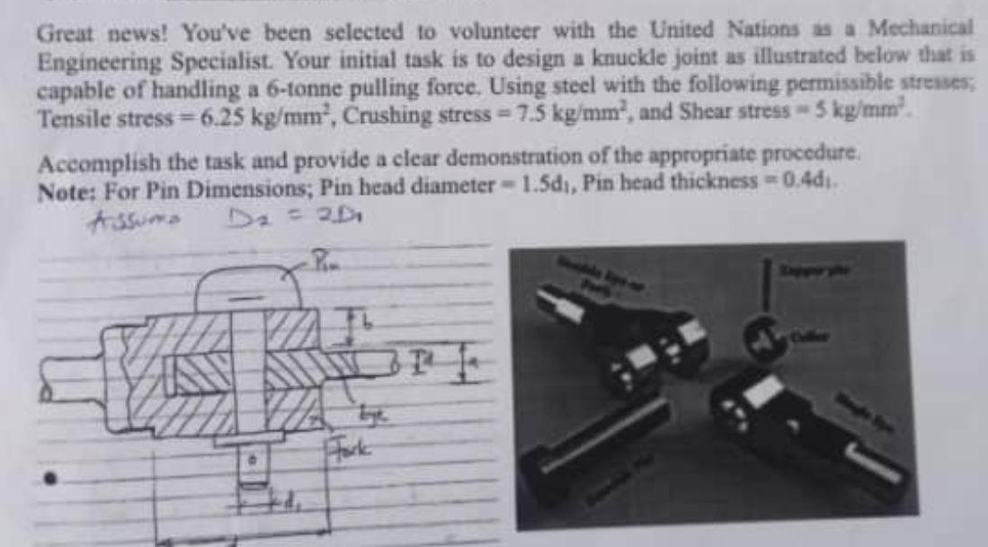 Solved design a knuckle joint as illustrated below that is | Chegg.com