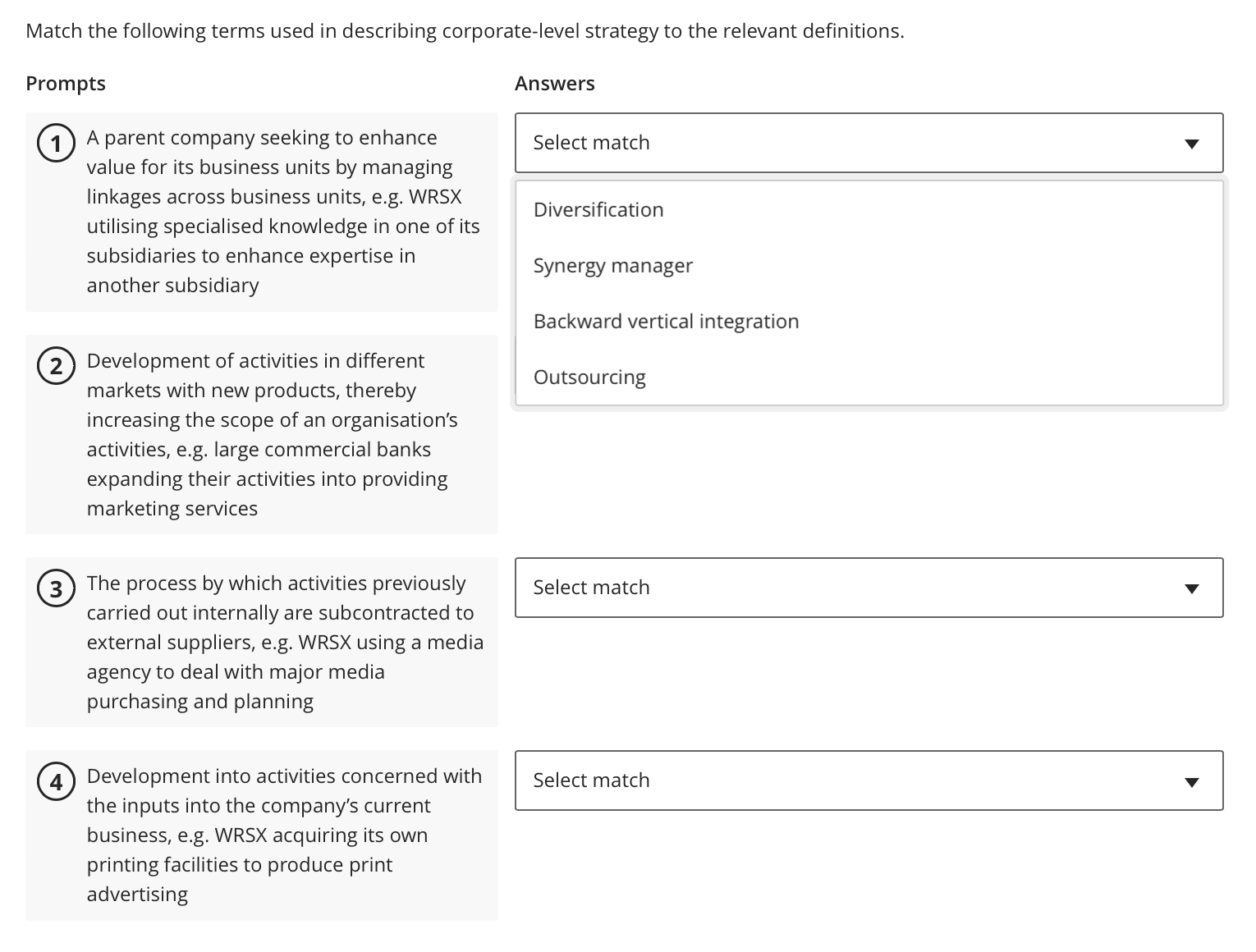 Solved Match the following terms used in describing | Chegg.com