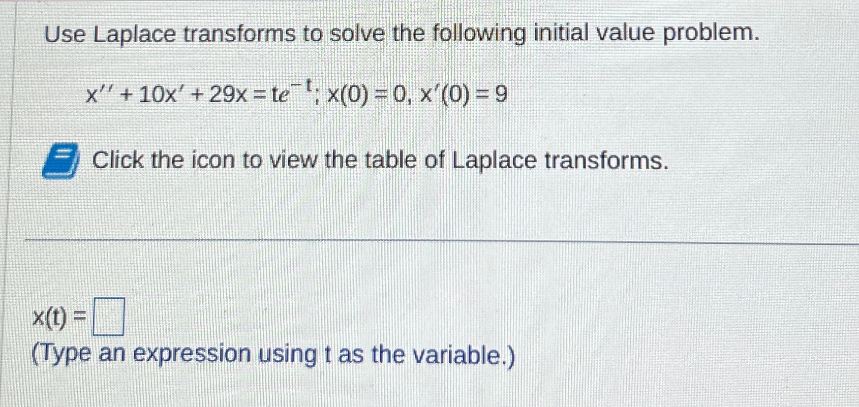 Use Laplace transforms to solve the following initial | Chegg.com