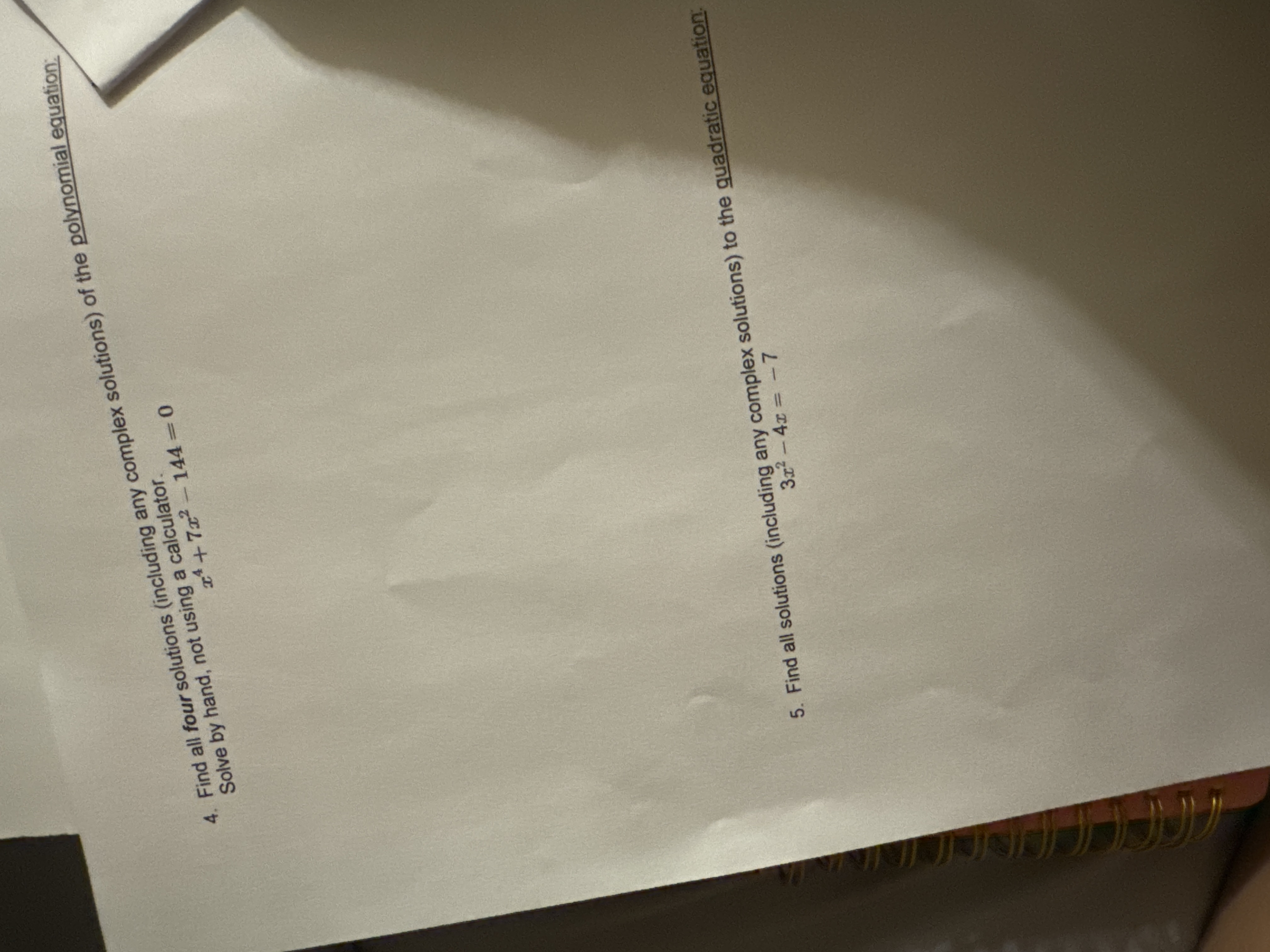 Solved Find all four solutions (including ﻿any complex | Chegg.com