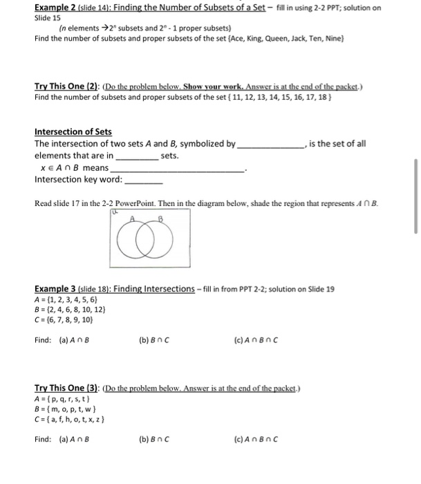 Solved Example 2 (slide 14): Finding the Number of Subsets | Chegg.com