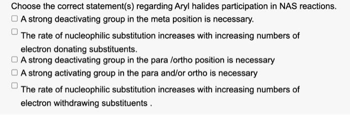 Solved Choose the correct statement(s) regarding Aryl | Chegg.com