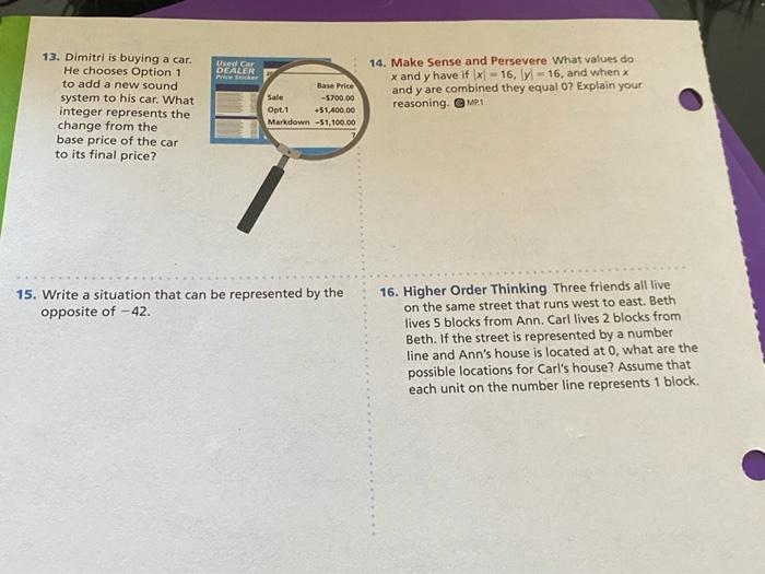 Solved a. What is the opposite of the integer represented by | Chegg.com