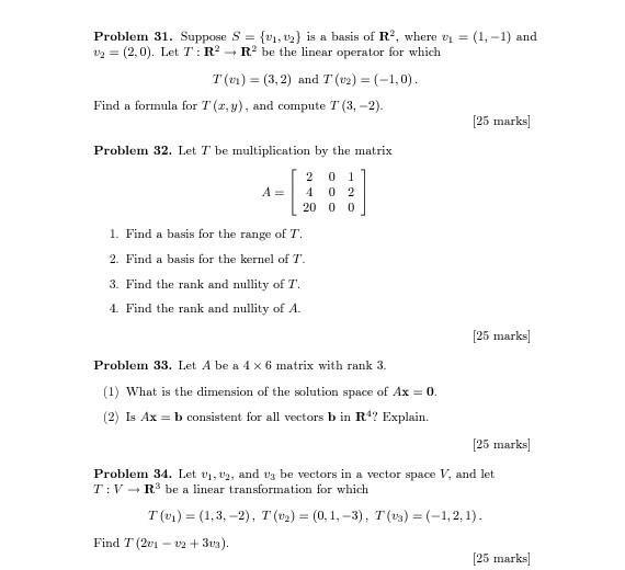 Solved Problem 31. Suppose S={v1,v2} is a basis of R2, where | Chegg.com