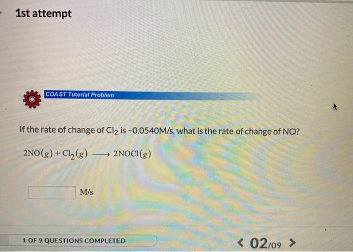 Solved 1st attempt COAST Tutorial Problem If the rate of | Chegg.com