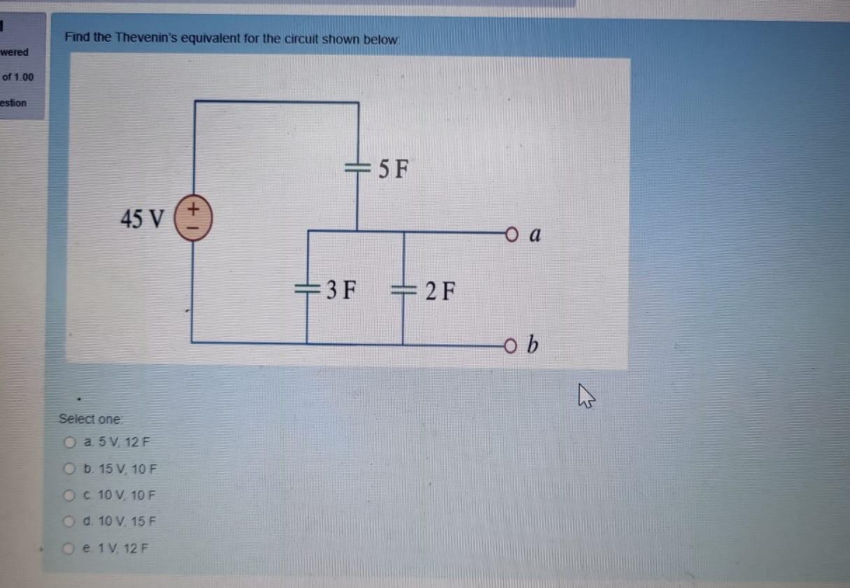 Solved Find the Thevenin's equivalent for the circuit shown | Chegg.com