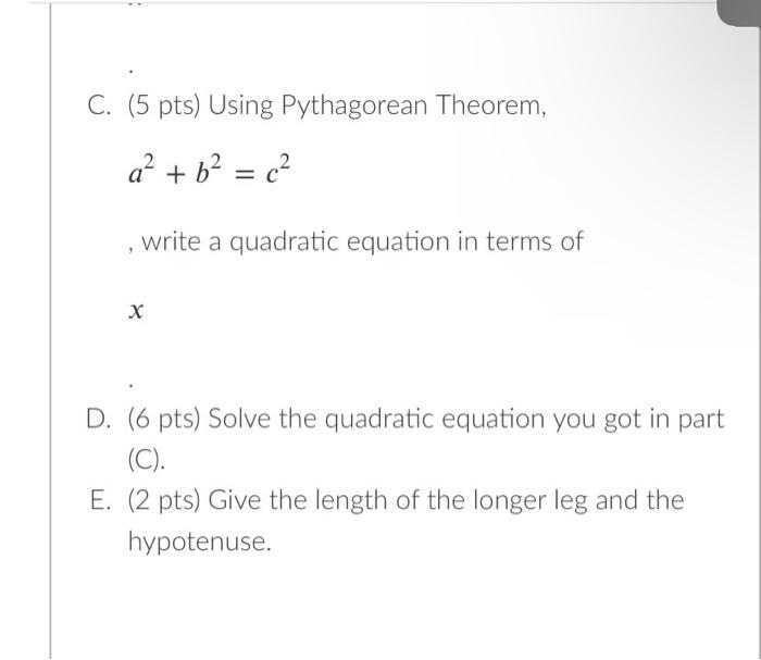 Solved Question In A Right Triangle The Length Of The Chegg