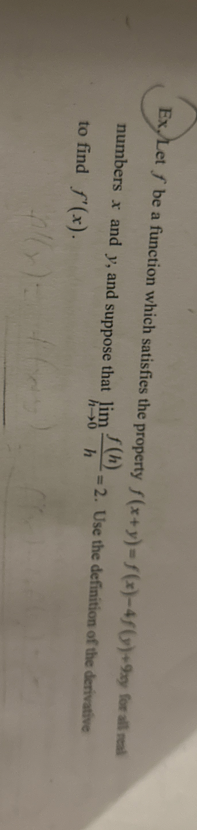 Solved Ex. ﻿Let f ﻿be a function which satisfies the | Chegg.com