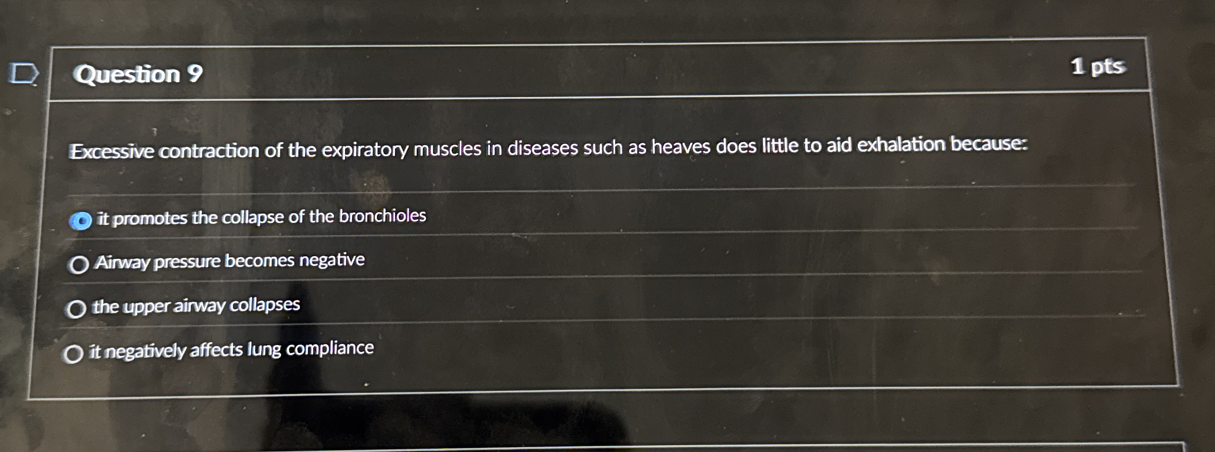 Solved Question 91 ﻿ptsExcessive contraction of the | Chegg.com