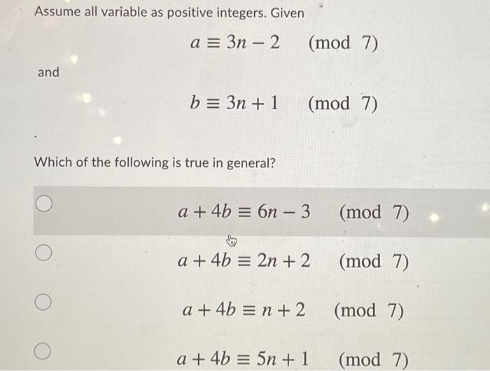 Solved Assume all variable as positive integers. Given a = | Chegg.com