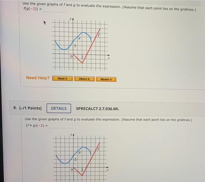 Solved Use the given graphs of fand g to evaluate the | Chegg.com