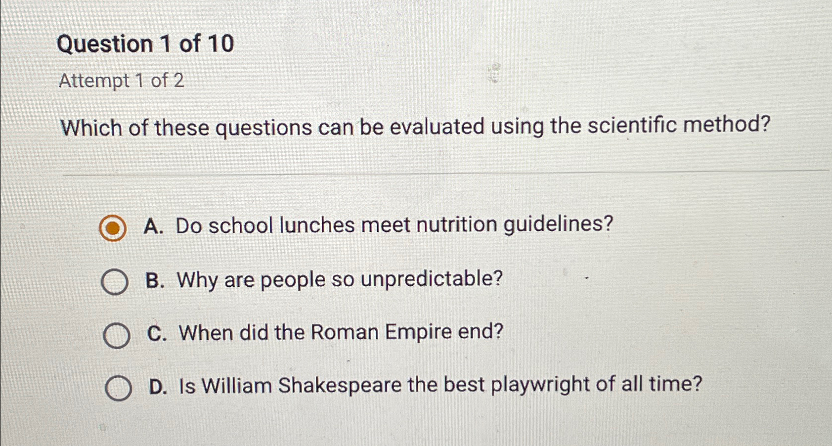 Solved Question 1 ﻿of 10Attempt 1 ﻿of 2Which of these | Chegg.com