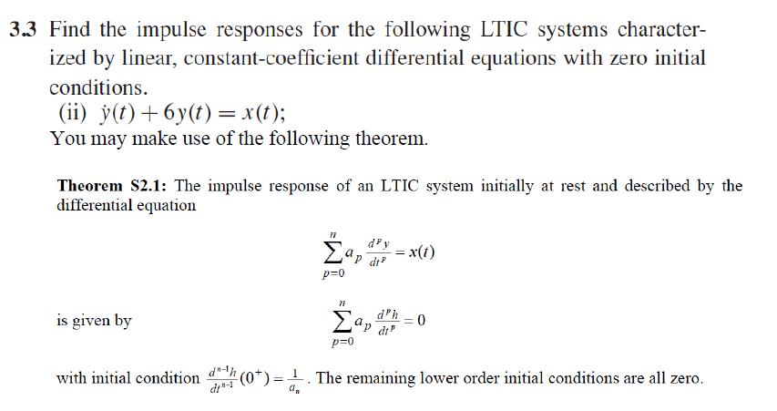 Solved 3.3 ﻿Find the impulse responses for the following | Chegg.com