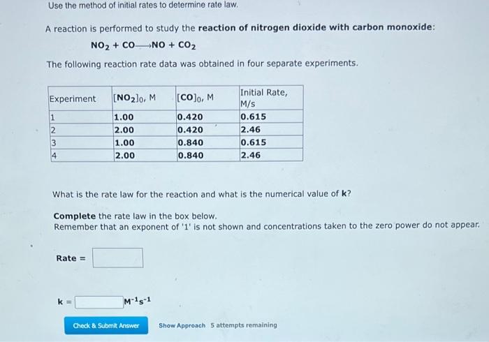 Solved Use The Method Of Initial Rates To Determine Rate
