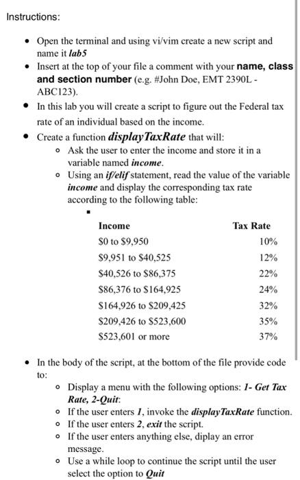 Solved Instructions: - Open the terminal and using vi/vim | Chegg.com