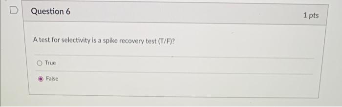 Solved A test for selectivity is a spike recovery test | Chegg.com