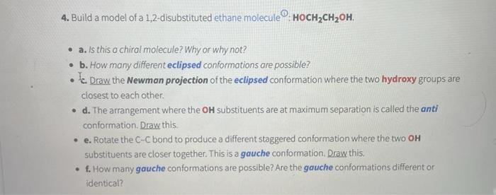 Solved 4. Build a model of a 1,2-disubstituted ethane | Chegg.com