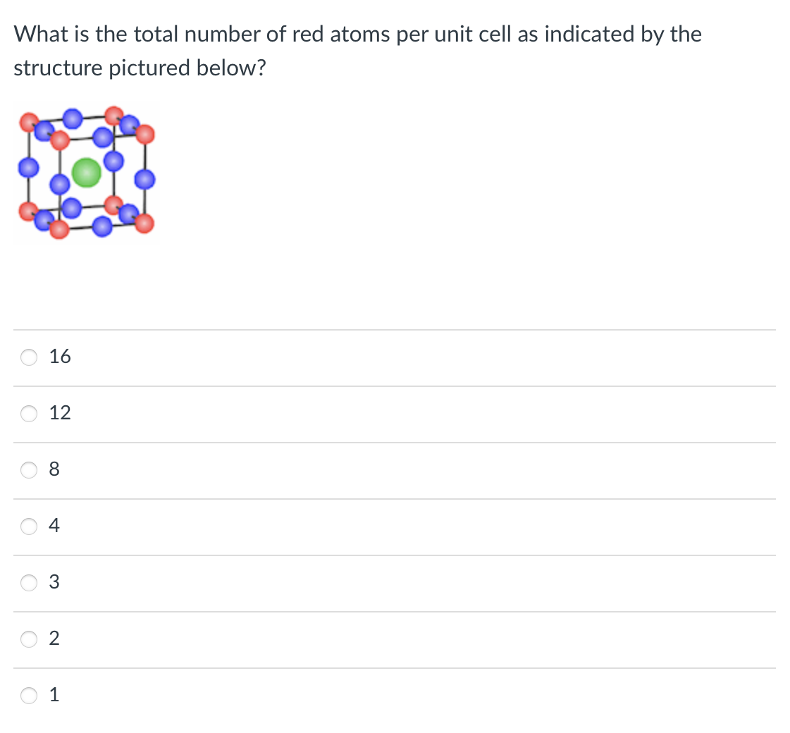 Solved What is the total number of red atoms per unit cell | Chegg.com