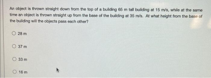 Solved An object thrown from the surface of the Earth | Chegg.com