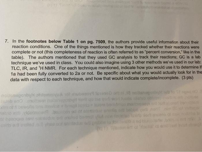 Solved 7. In the footnotes below Table 1 on pg. 7509, the | Chegg.com