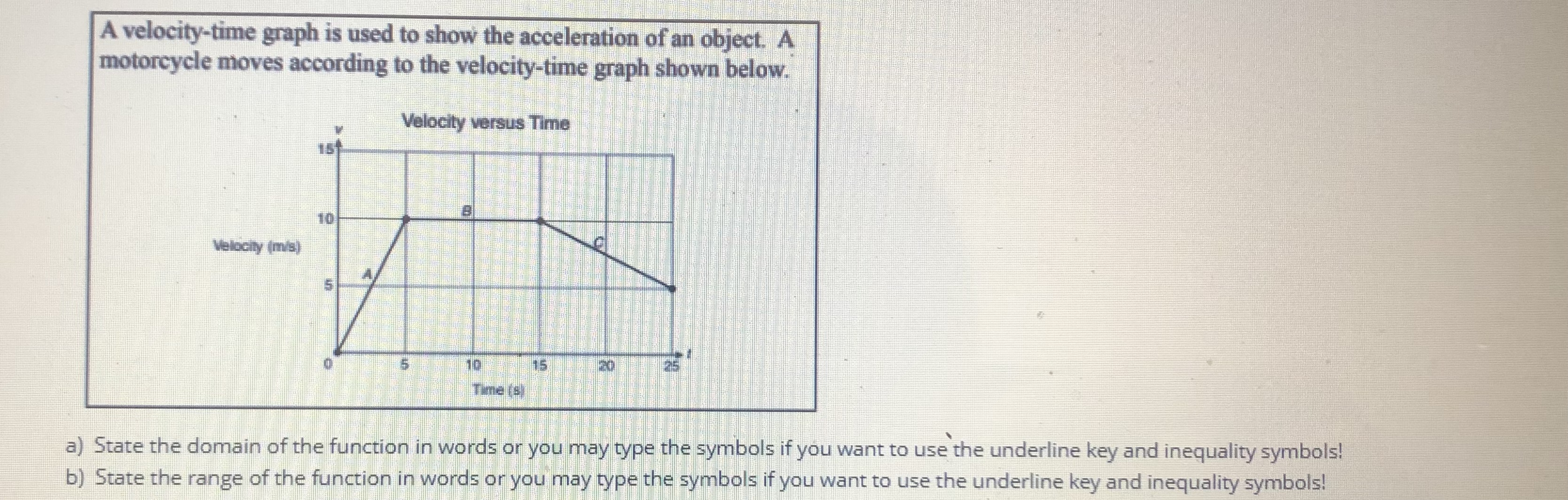 Solved A velocity-time graph is used to show the | Chegg.com