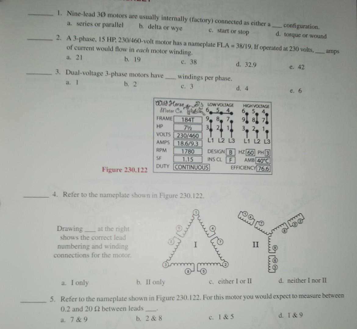Solved 1. Nine-lead 30 motors are usually internally | Chegg.com