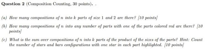Question 2 (Composition Counting, 30 points). . (a) | Chegg.com