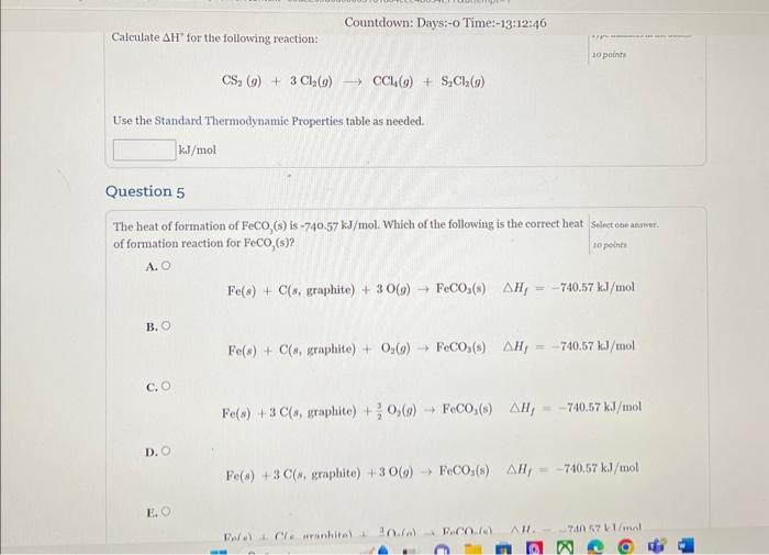 Solved Calculate ΔH∗ for the following reaction: Countdown: | Chegg.com