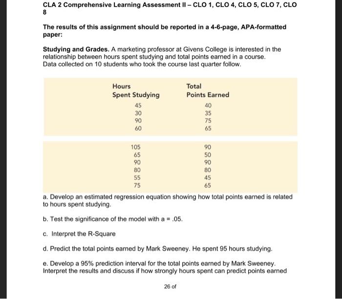 Solved CLA 2 Comprehensive Learning Assessment 11 - CLO 1, | Chegg.com