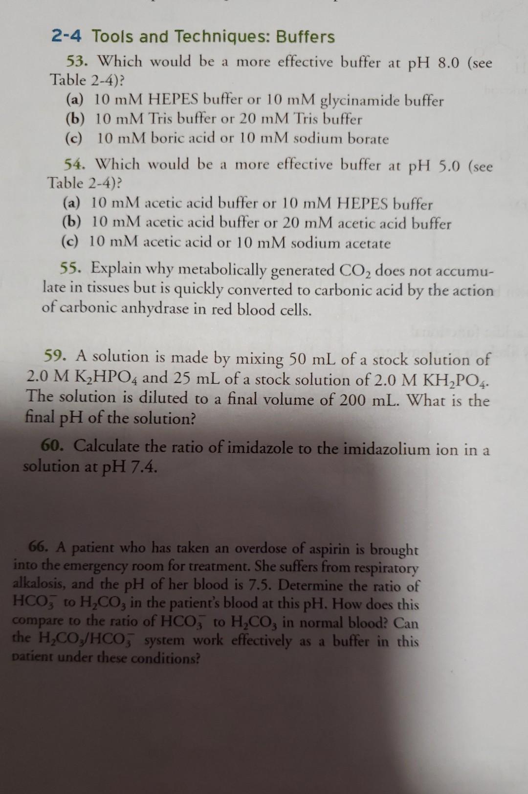 2-4 Tools and Techniques: Buffers 53. Which would be | Chegg.com