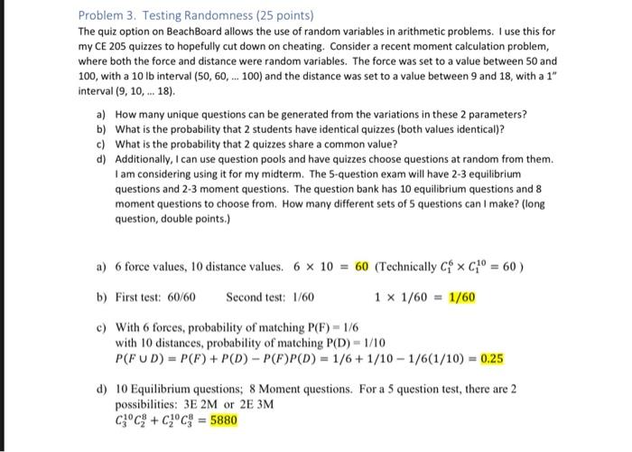 Solved Problem 3. Testing Randomness ( 25 points) The quiz | Chegg.com