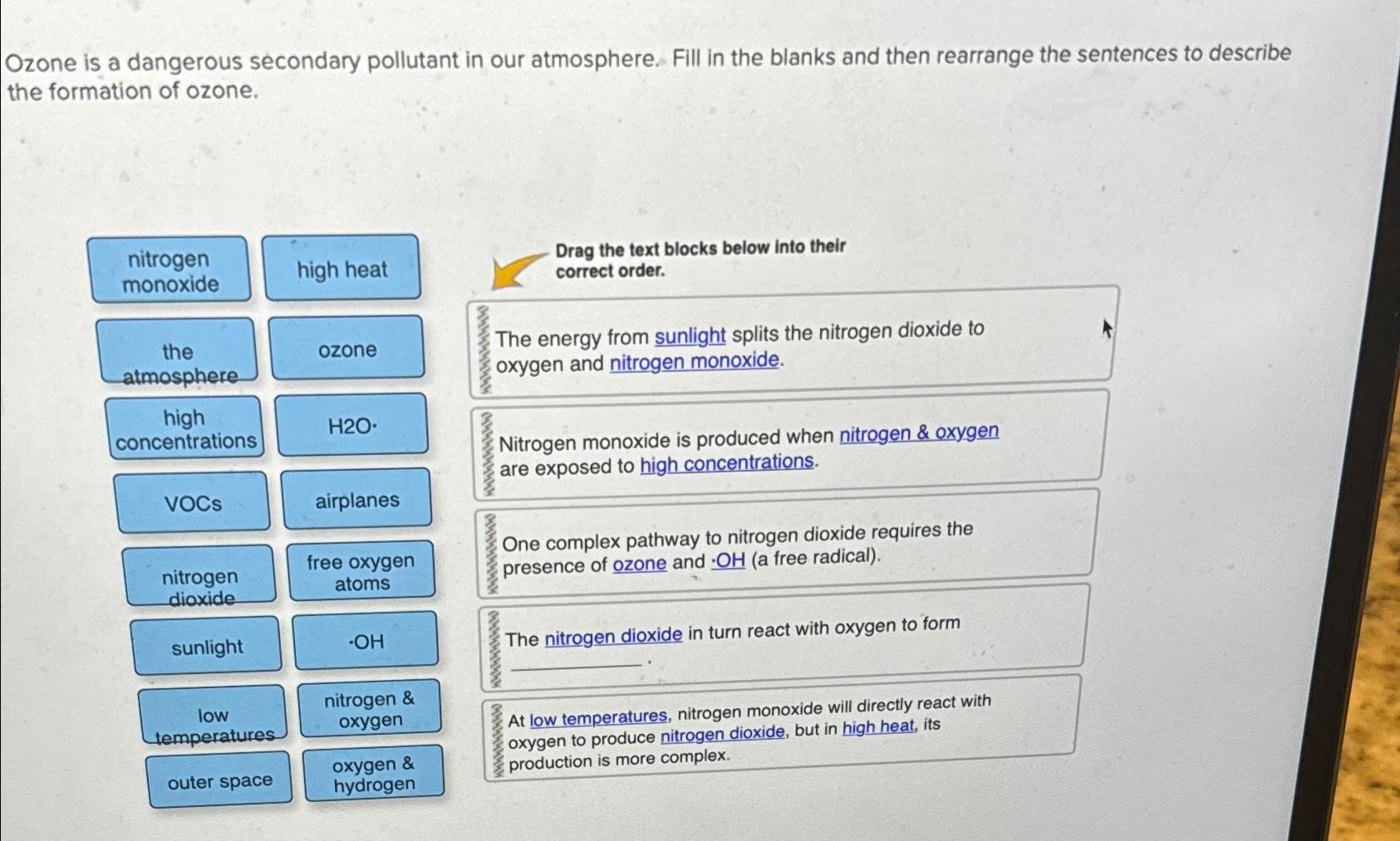 Solved Ozone is a dangerous secondary pollutant in our | Chegg.com