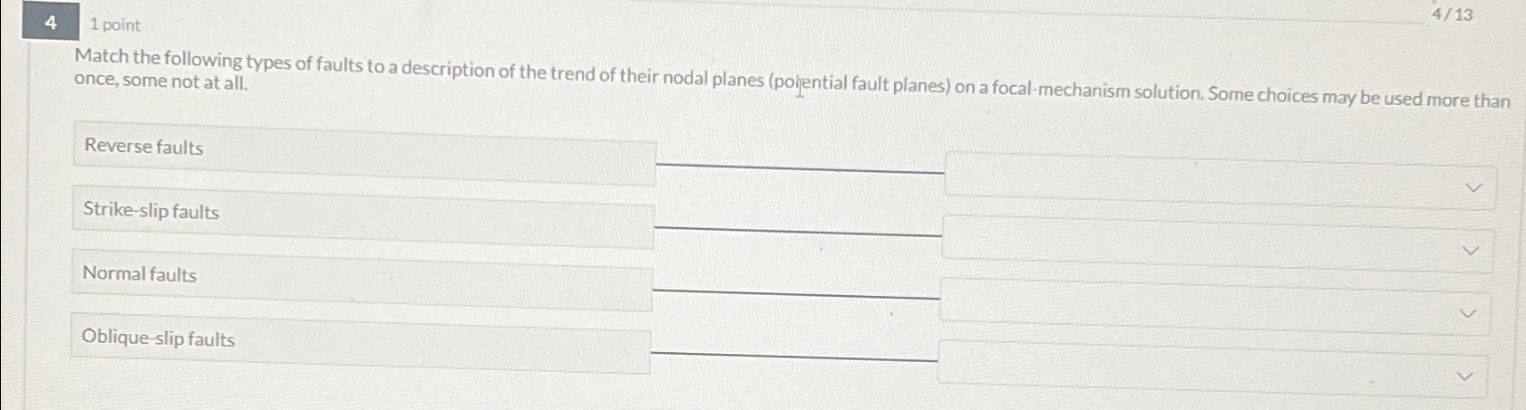 Solved 1 ﻿point413Match the following types of faults to a | Chegg.com