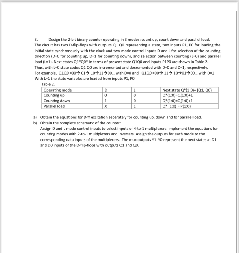 Solved Design the 2-bit binary counter operating in 3 | Chegg.com