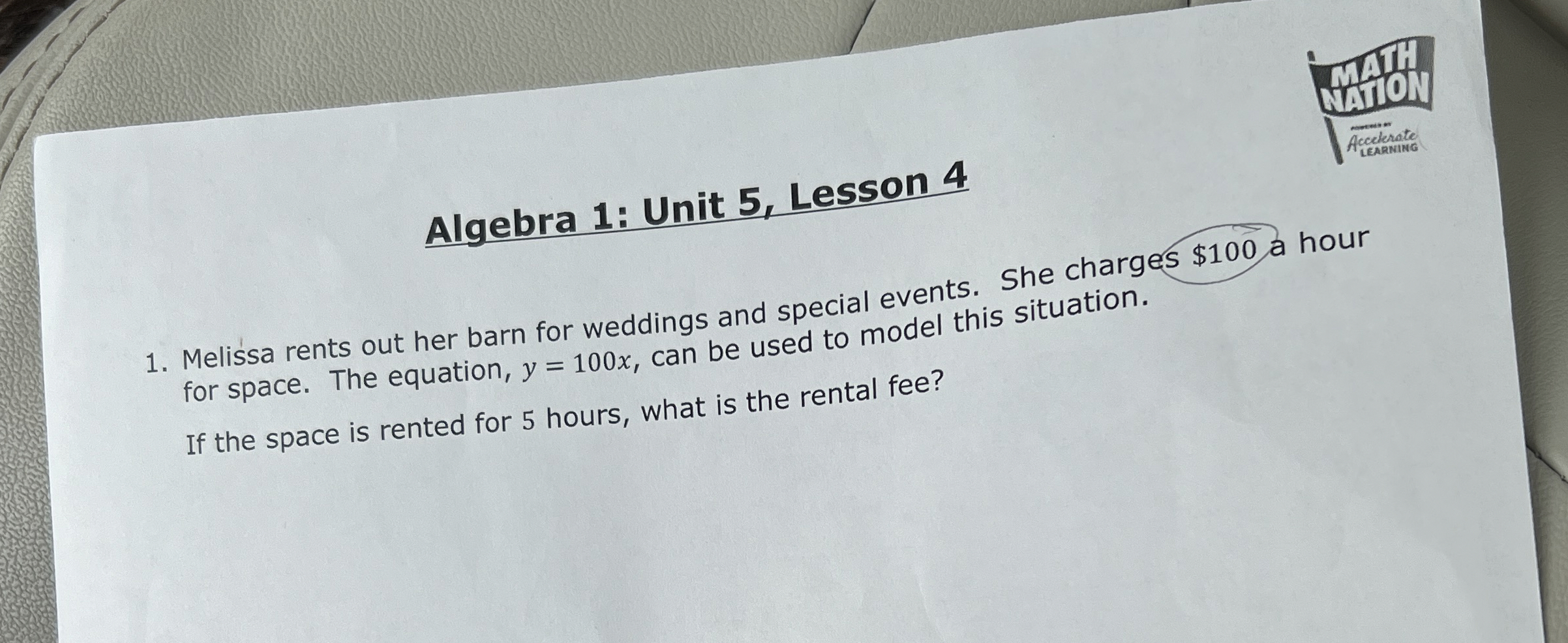 Solved Algebra 1: Unit 5, ﻿Lesson 4Melissa rents out her | Chegg.com