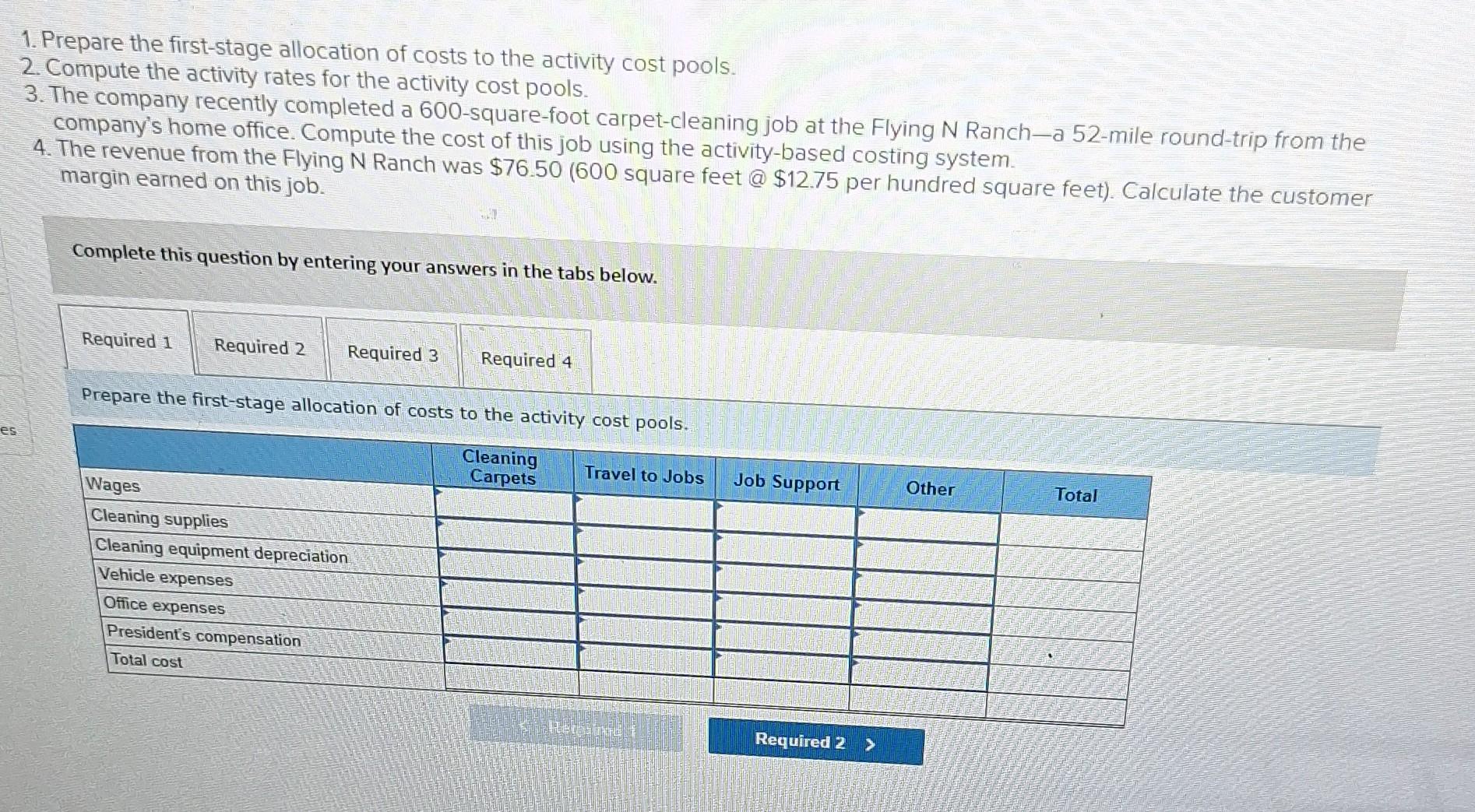 Solved 1. Prepare the first-stage allocation of costs to the | Chegg.com