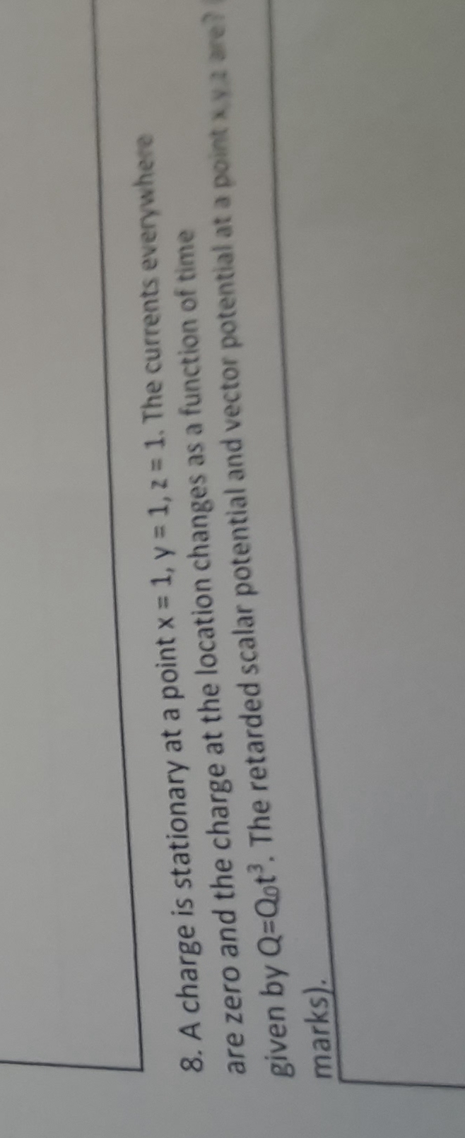 Solved A charge is stationary at a point x=1,y=1,z=1. ﻿The | Chegg.com