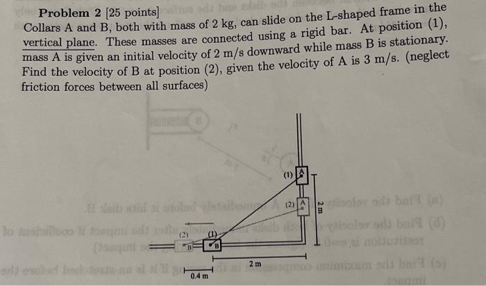 Solved Problem 2 (25 points] Collars A and B, both with mass | Chegg.com