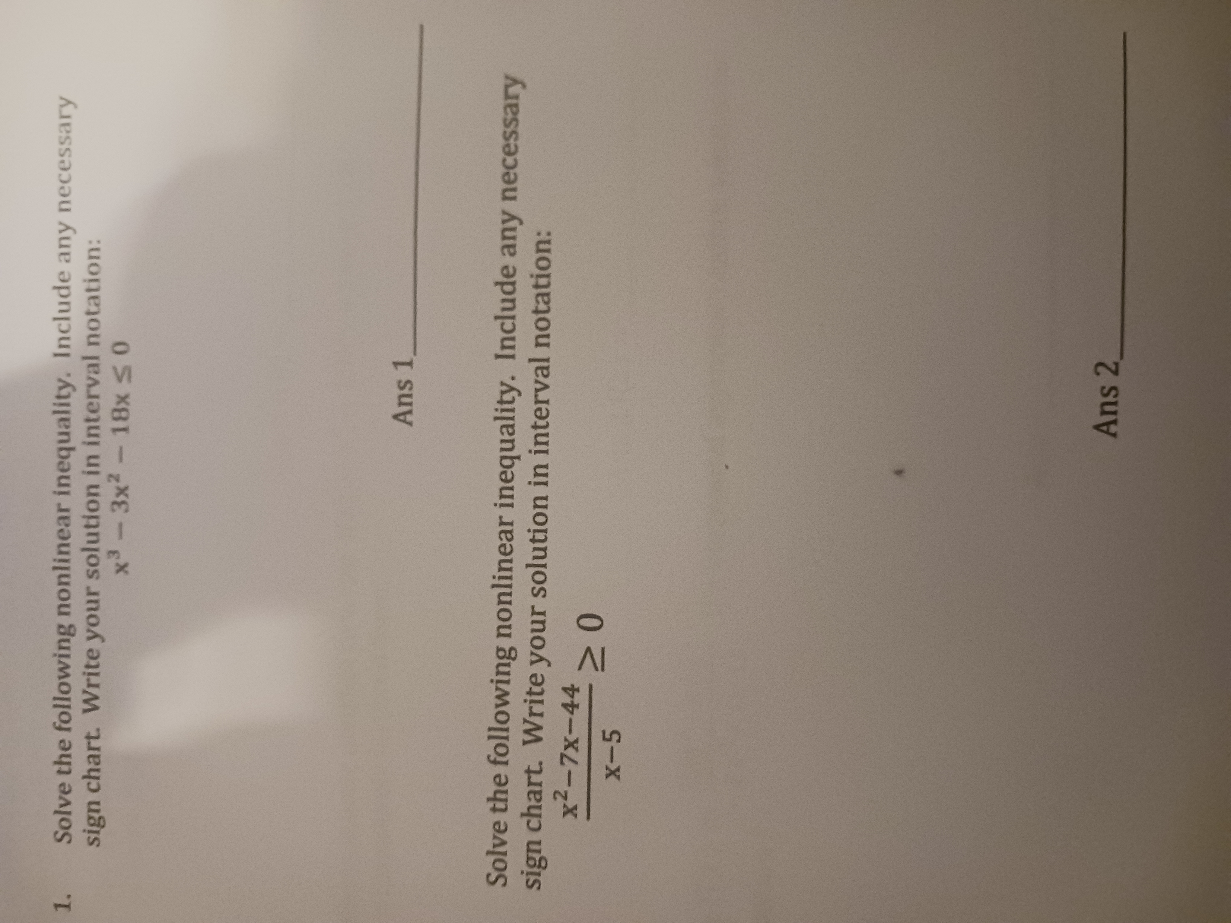 Solved Solve the following nonlinear inequality. Include any | Chegg.com