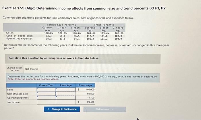 Solved Exercise 17-5 (Algo) Determining income effects from | Chegg.com