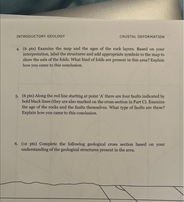 4. (6 pts) Examine the map and the ages of the rock | Chegg.com