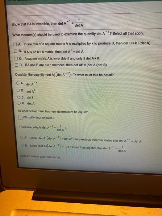 Solved Show that if A is invertible, then det A det A What | Chegg.com