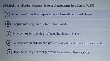 Solved Which of the following statements regarding enzyme | Chegg.com