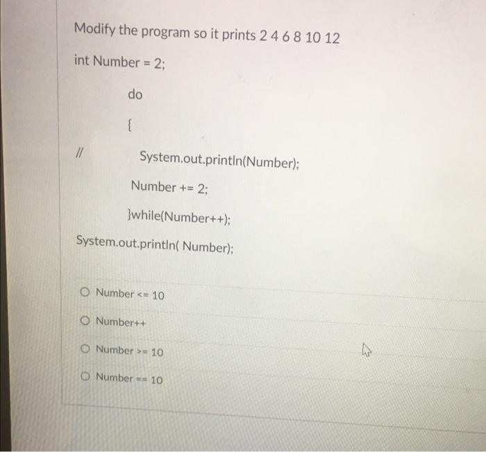 Solved Modify the program so it prints 2 4 6 8 10 12 int | Chegg.com