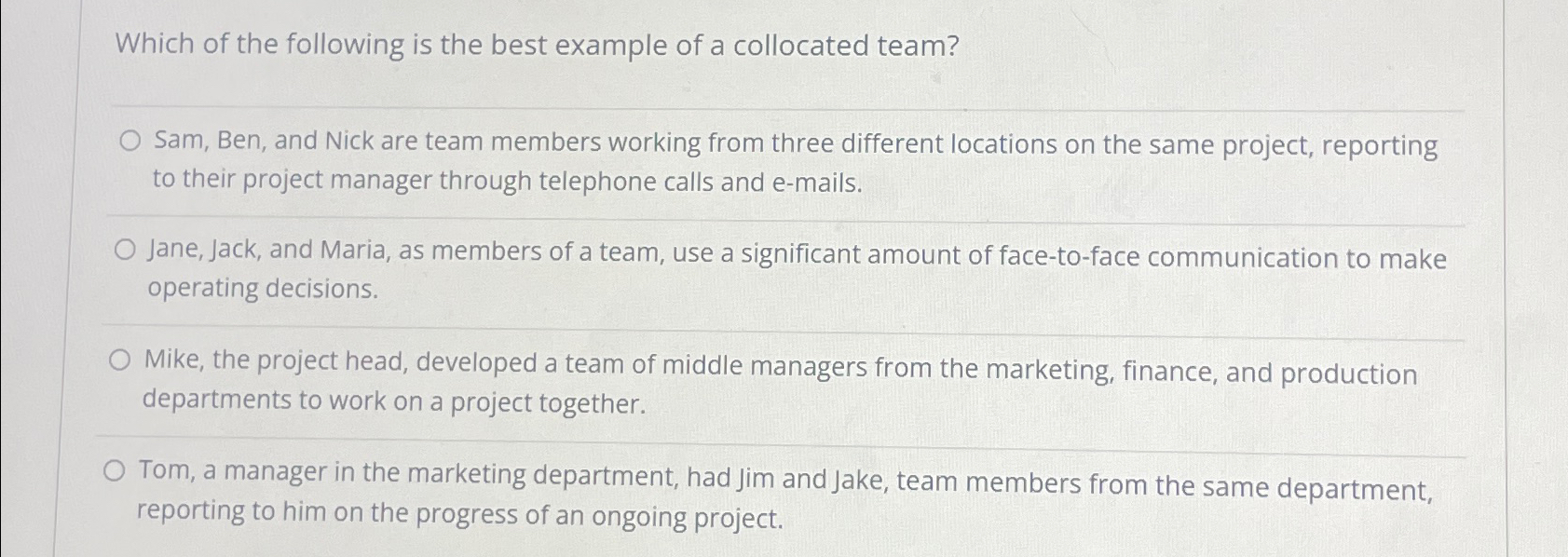 Solved Which of the following is the best example of a | Chegg.com