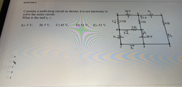 Solved QUESTION 24 V Consider a multi-loop circuit as shown, | Chegg.com