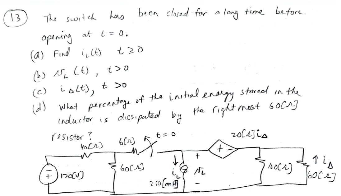 Solved (13) ﻿The switch has been closed for a long time | Chegg.com