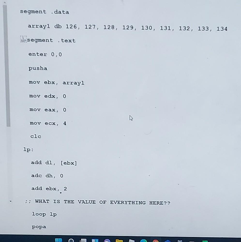 Solved Question 9 (2 points) 1) Listen In NASM assembly, | Chegg.com