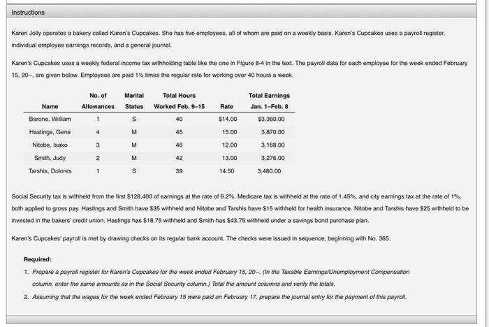 Solved 1. Prepare a payroll register2.Prepare the journal | Chegg.com