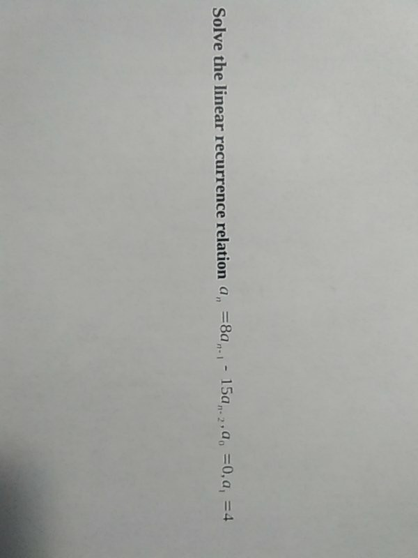 Solved Solve the linear recurrence relation a, = 80,- 1 - | Chegg.com